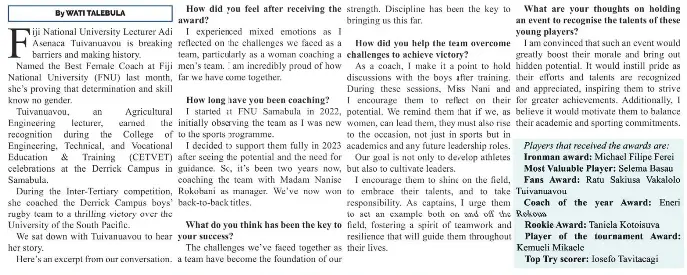 Female Coach Leads Rugby Triumph - PressReader