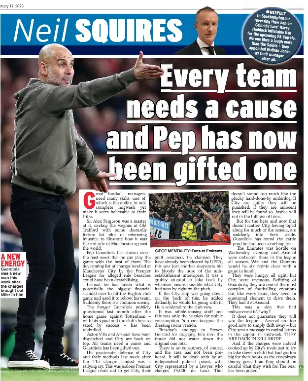 Every team needs a cause and Pep has now been gifted one - PressReader