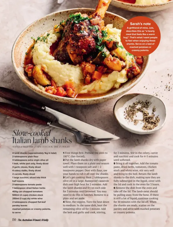 Slow-cooked Italian lamb shanks - PressReader