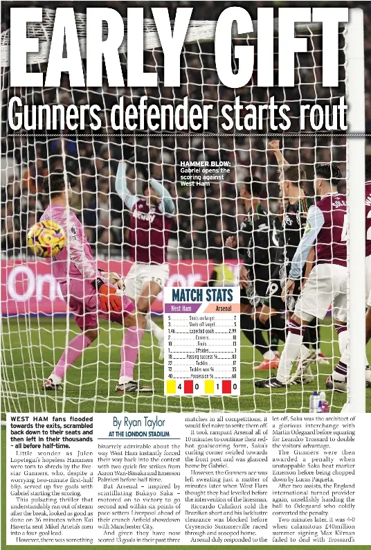 EARLY GIFT Gunners defender starts rout FOR GAB - PressReader