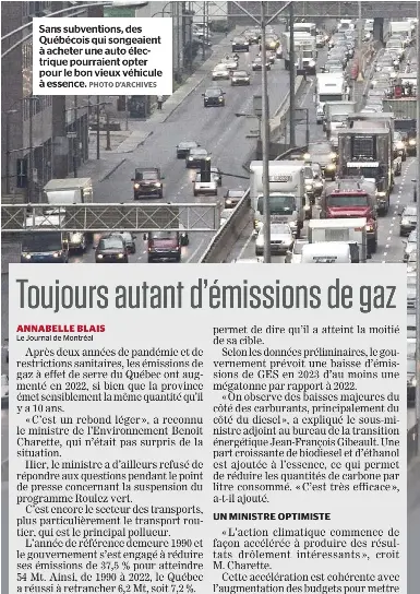 Toujours autant d’émissions de gaz - PressReader