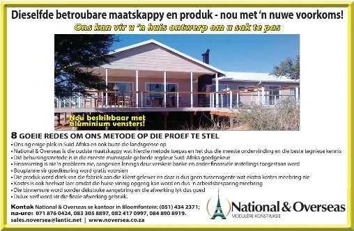 ’n Vrystaatse maatskappy spesialise­er in die oprigting van bekostigba ...
