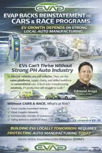 EVAP BACKS REINSTATEM­ENT OF CARS AND RACE, SAYS EV GROWTH DEPENDS ON ...