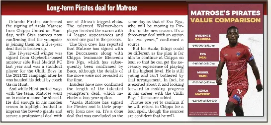 Long-term Pirates deal for Matrose - PressReader