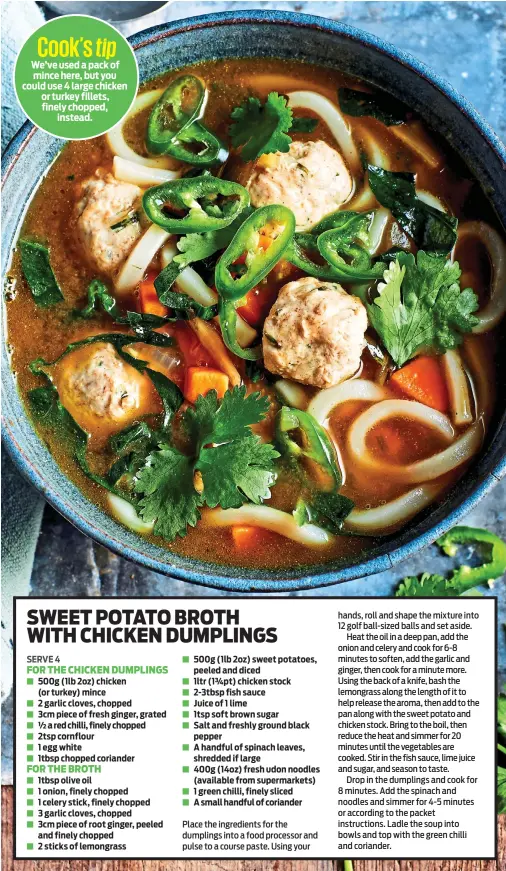 SWEET POTATO BROTH WITH CHICKEN DUMPLINGS - PressReader