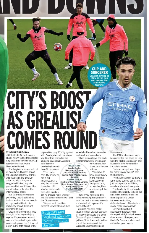 CITY’S BOOST AS GREALISH COMES ROUND - PressReader