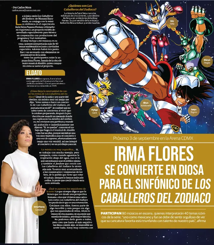 Irma flores se convierte en diosa para el Sinfónico de los Caballeros del Zodiaco - PressReader
