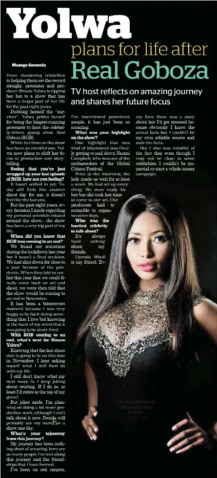 Yolwa plans for life after Real Goboza - PressReader