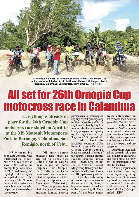 All set for 26th Ornopia Cup motocross race in Calambua - PressReader