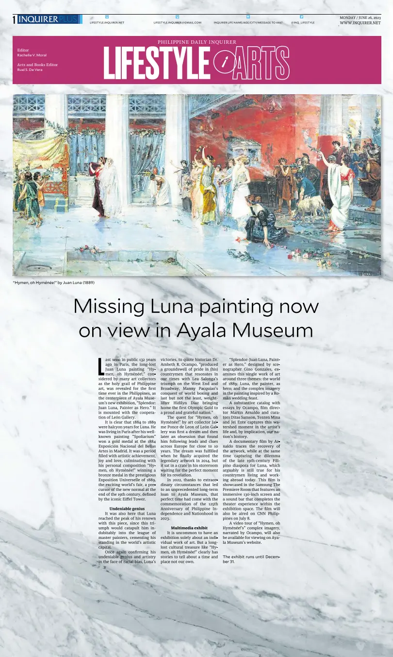 Missing Luna painting now on view in Ayala Museum - PressReader