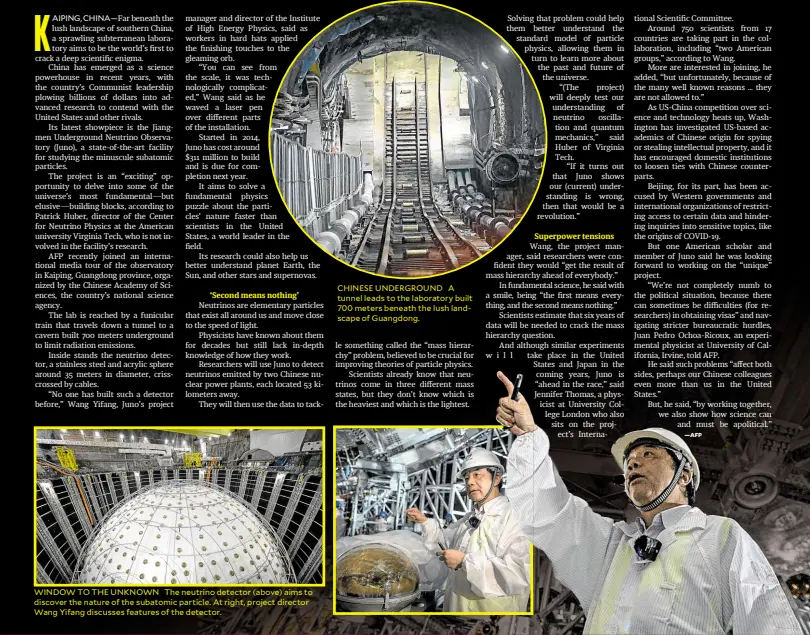 CHINA’S UNDERGROUN­D LAB SEEKS ANSWER TO DEEP SCIENTIFIC RIDDLE - PressReader