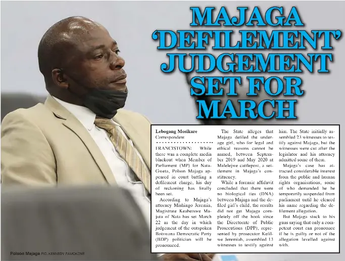 MAJAGA ‘DEFILEMENT’ JUDGEMENT SET FOR MARCH - PressReader