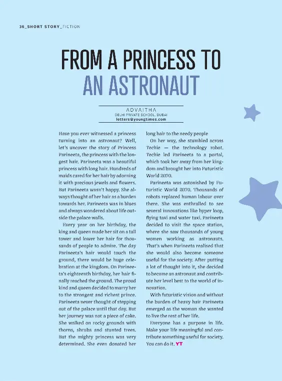 FROM A PRINCESS TO AN ASTRONAUT - PressReader