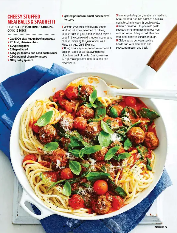 CHEESY STUFFED MEATBALLS & SPAGHETTI - PressReader