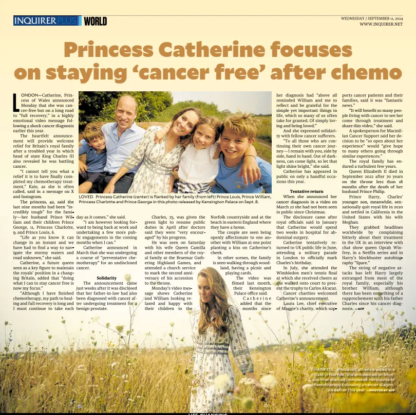 Princess Catherine focuses on staying ‘cancer free’ after chemo - PressReader