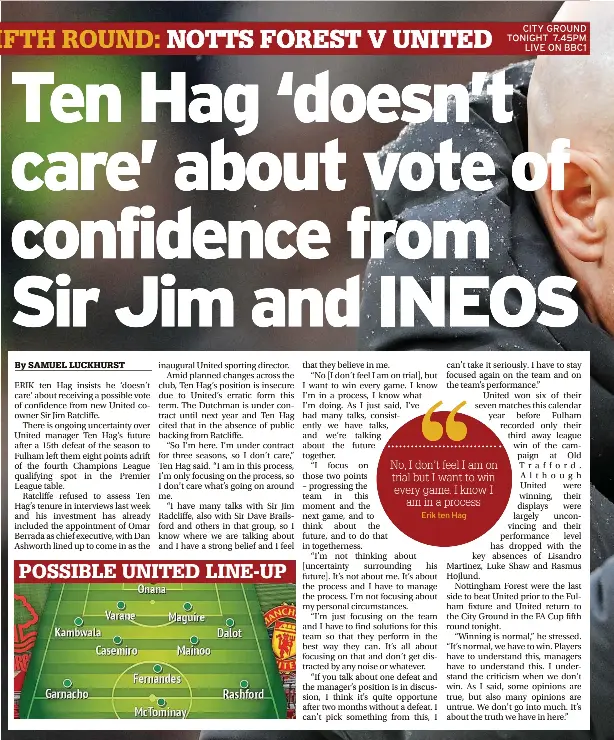 Ten Hag ‘doesn’t care’ about vote of confidence from Sir Jim and INEOS - PressReader