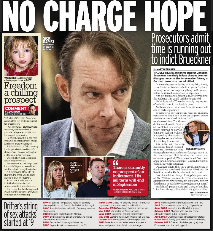 MADDIE SUSPECT: NO CHARGE HOPE - PressReader