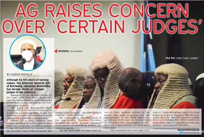 AG RAISES CONCERN OVER ‘CERTAIN JUDGES’ - PressReader