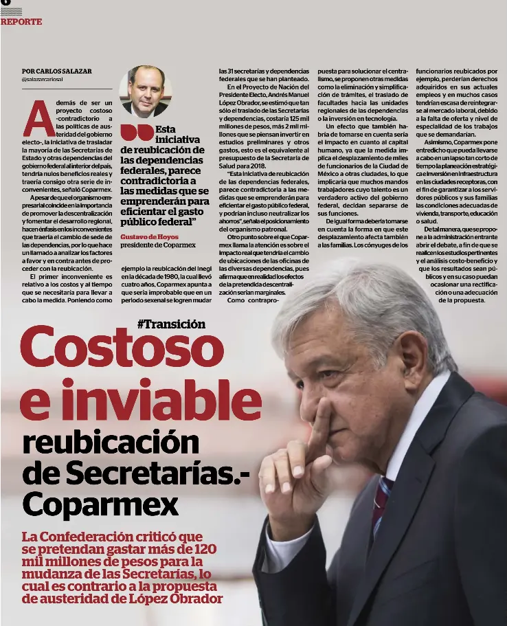 Costoso e inviable reubicació­n de Secretaría­s.- coparmex - PressReader