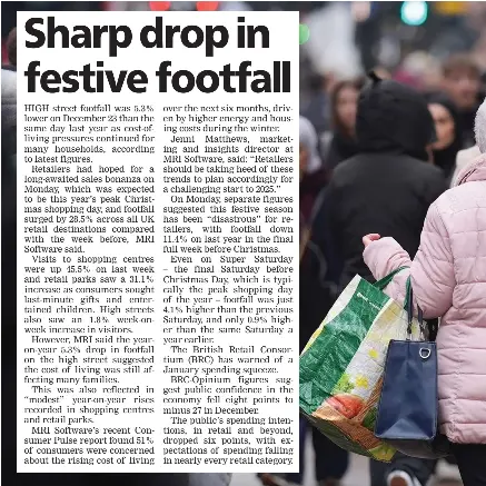 Sharp drop in festive footfall - PressReader