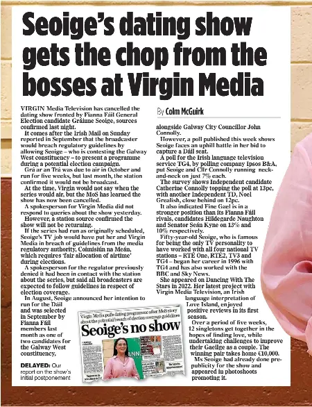 Seoige’s dating show gets the chop from the bosses at Virgin Media - PressReader