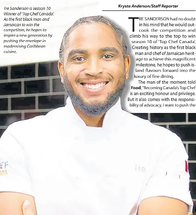 Top Chef Canada winner Tre Sanderson - PressReader