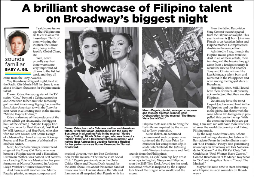 A brilliant showcase of Filipino talent on Broadway’s biggest night - PressReader