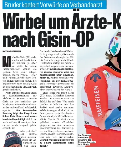Wirbel um Ärzte-Kritik nach Gisin-OP - PressReader