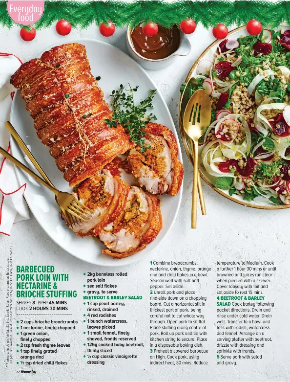 BARBECUED PORK LOIN WITH NECTARINE & BRIOCHE STUFFING - PressReader