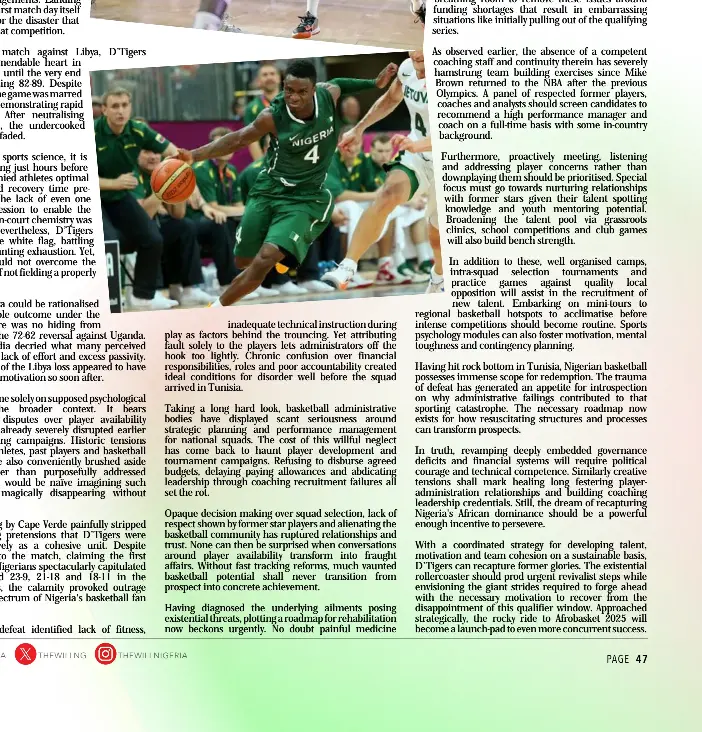 ...Bumpy Ride Ahead For Nigeria’s D’Tigers - PressReader