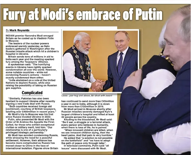 Fury at Modi’s embrace of Putin - PressReader