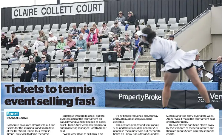 Tickets to tennis event selling fast - PressReader