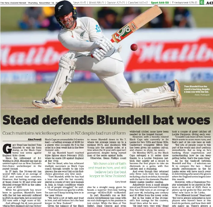 Stead defends Blundell bat woes - PressReader