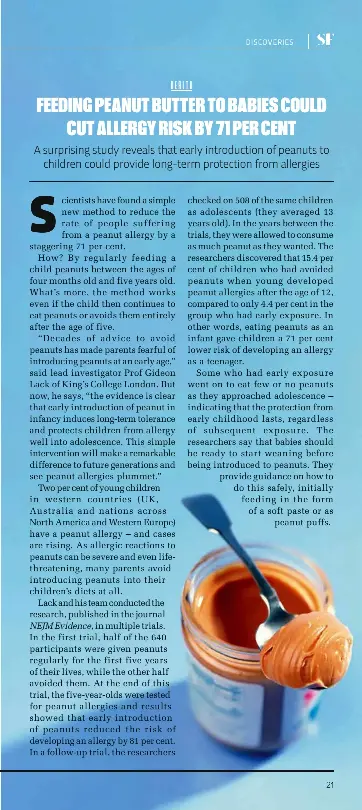 FEEDING PEANUT BUTTER TO BABIES COULD CUT ALLERGY RISK BY 71 PER CENT - PressReader