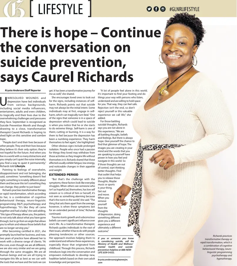 There is hope – Continue the conversati­on on suicide prevention, says Caurel Richards - PressReader