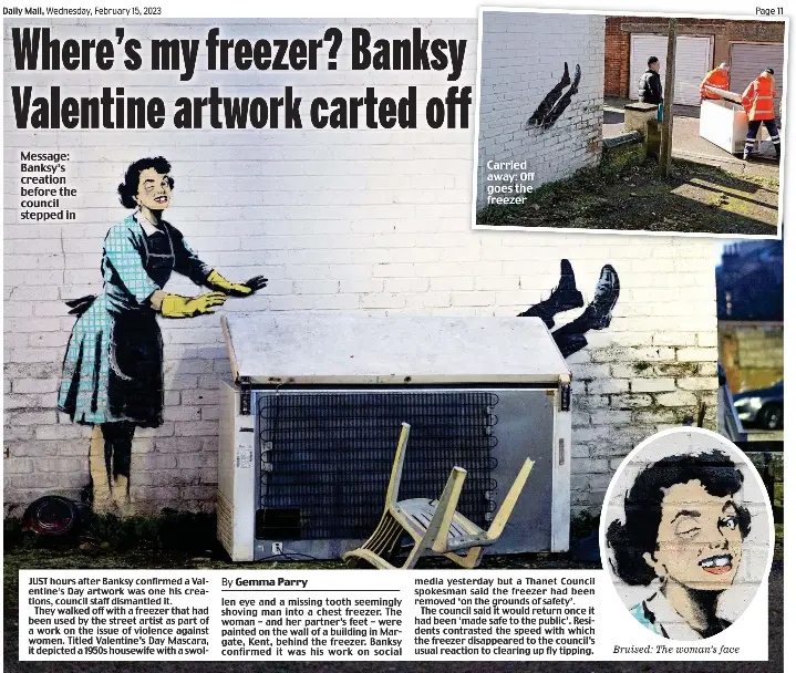Where’s my freezer? Banksy Valentine artwork carted off - PressReader
