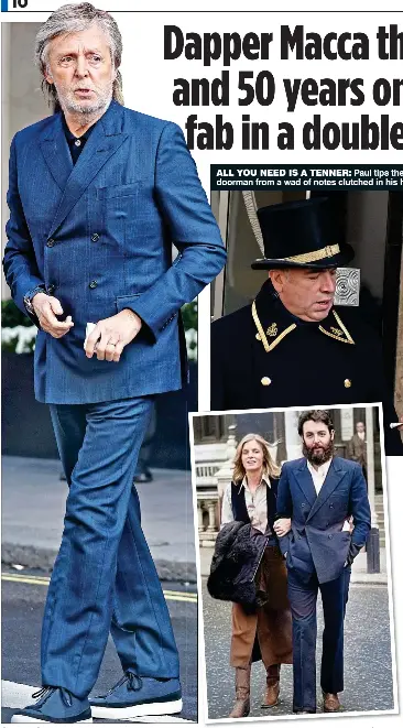 Dapper Macca the day tipper... and 50 years on, he still looks fab in a double-breasted suit ...