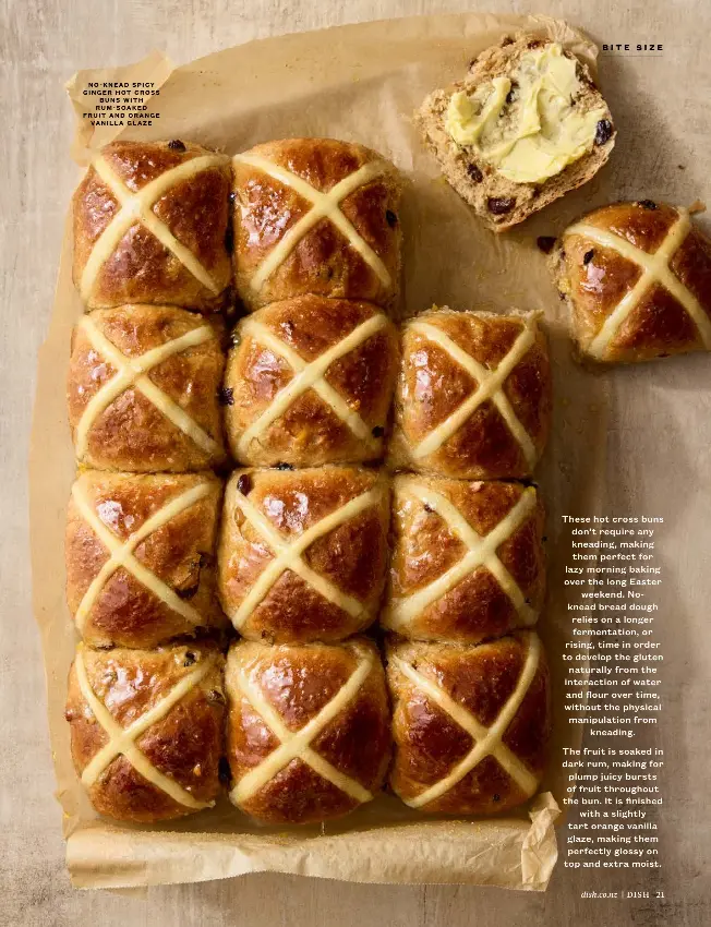 No-knead Spicy Ginger Hot Cross Buns with Rum-soaked Fruit and Orange ...