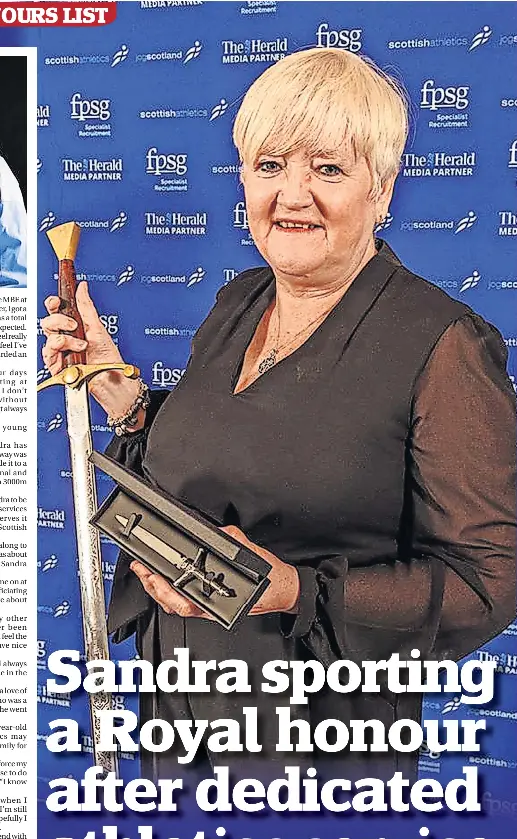 Sandra sporting a Royal honour after dedicated athletics service - PressReader