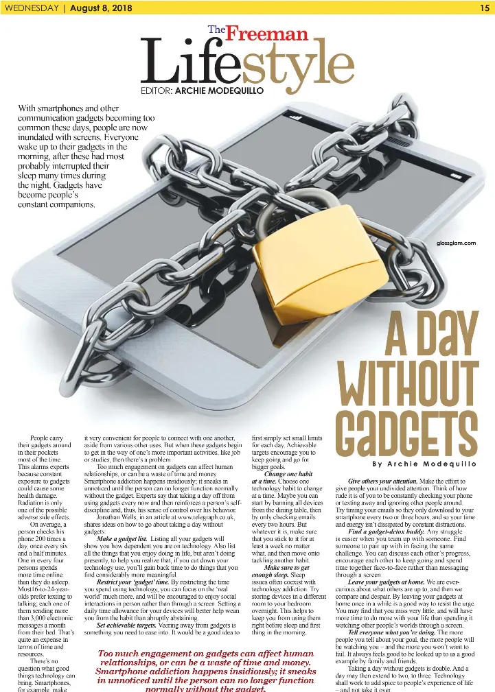 A DAY WITHOUT GADGETS - PressReader