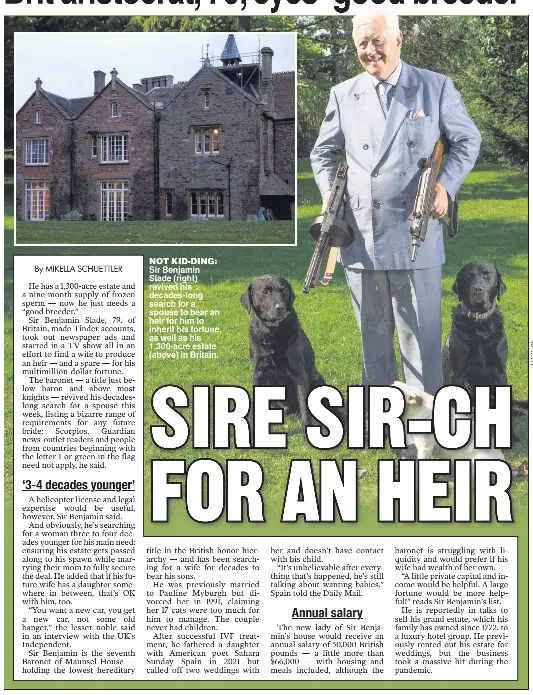 Brit aristocrat, 79, eyes ‘good breeder’ - PressReader