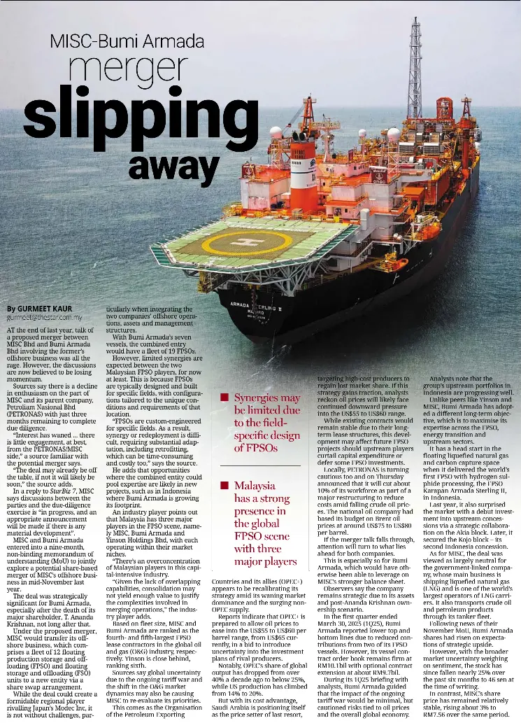MISC-BUMI Armada merger slipping away - PressReader