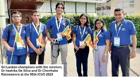 Sri Lankan team shines at the 55th Internatio­nal Chemistry Olympiad ...