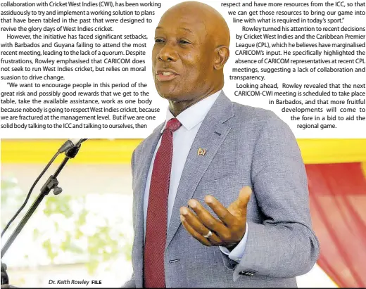 Dr Keith Rowley speaks out: Reviving WI cricket amid controvers­y ...