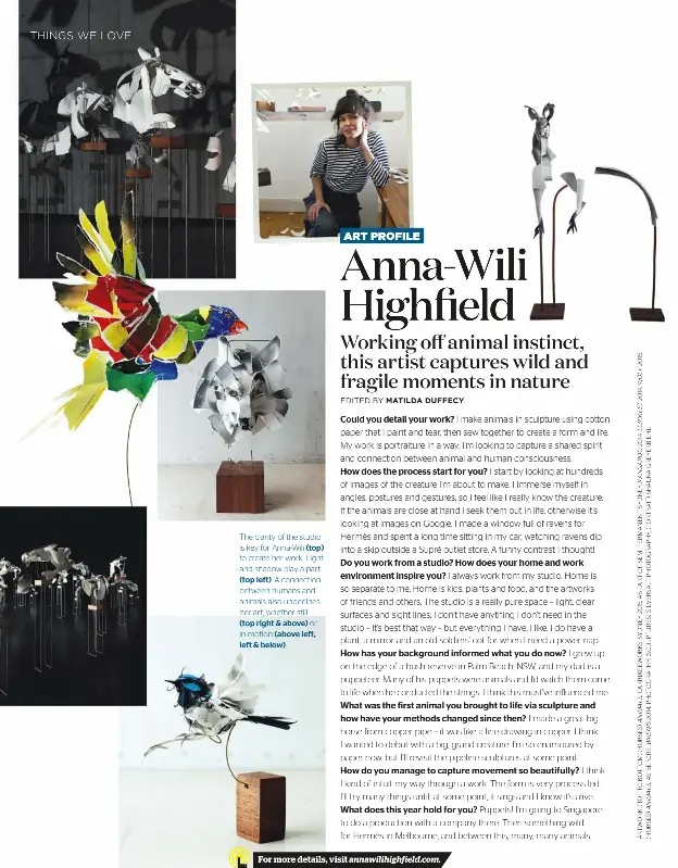Meet artist Anna-Wili Highfield and her paper animals - PressReader