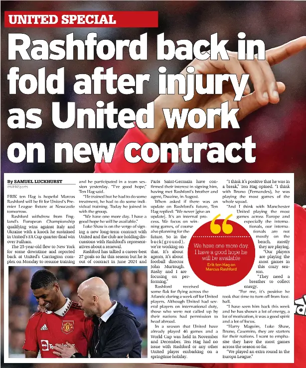 Rashford back in fold after injury as United work on new contract - PressReader