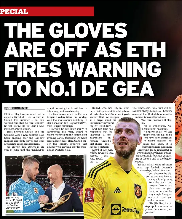 THE GLOVES ARE OFF AS ETH FIRES WARNING TO NO.1 DE GEA - PressReader