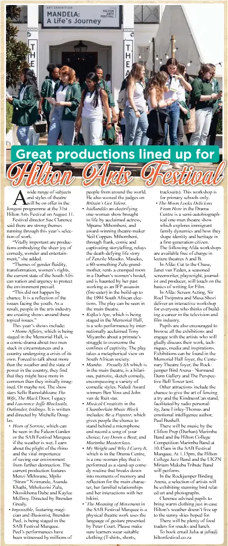 Lined up for Hilton Arts Festival - PressReader