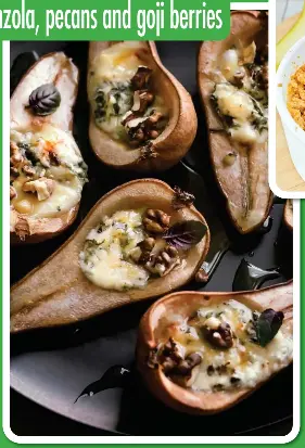 Baked pears with gorgonzola, pecans and goji berries - PressReader