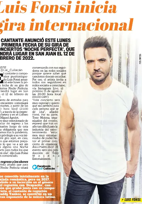 Luis Fonsi inicia gira internacio­nal - PressReader